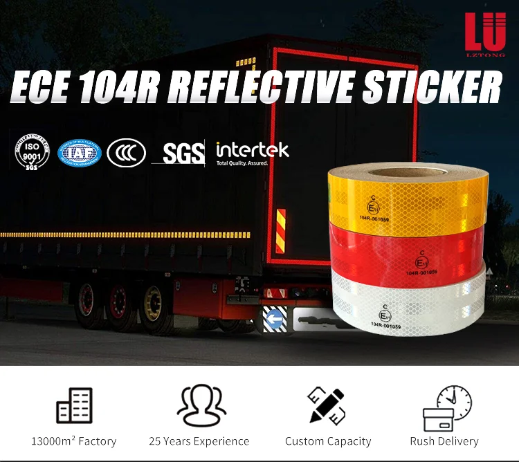 White Yellow Red ECE 104 R 104R Reflective Tape for Safety