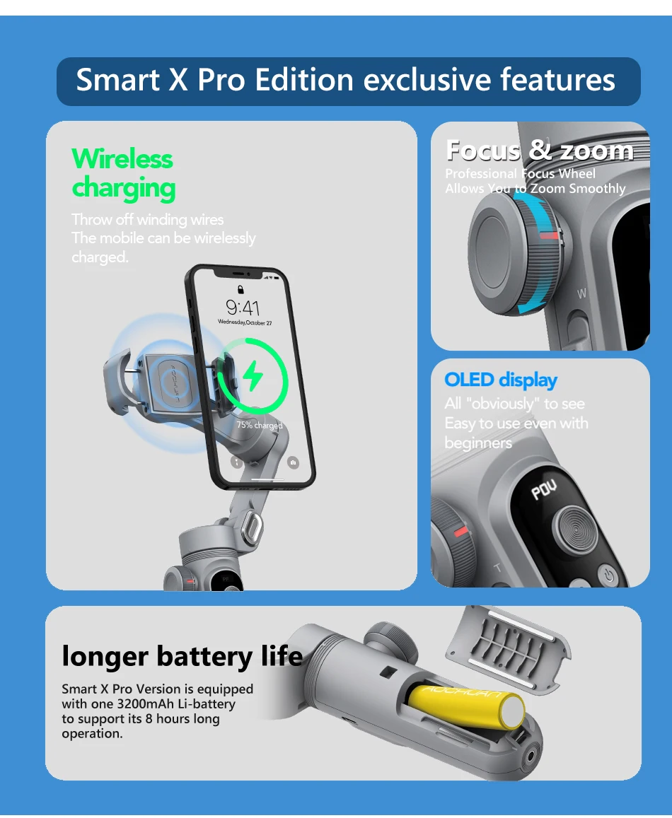 Smart X Pro 3-Axis Gimbal Stabilizer - Stable Action Videos