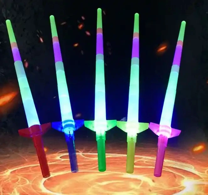 New Rainbow Laser Sword Extendable Light Up Toys Flashing Wands Led ...