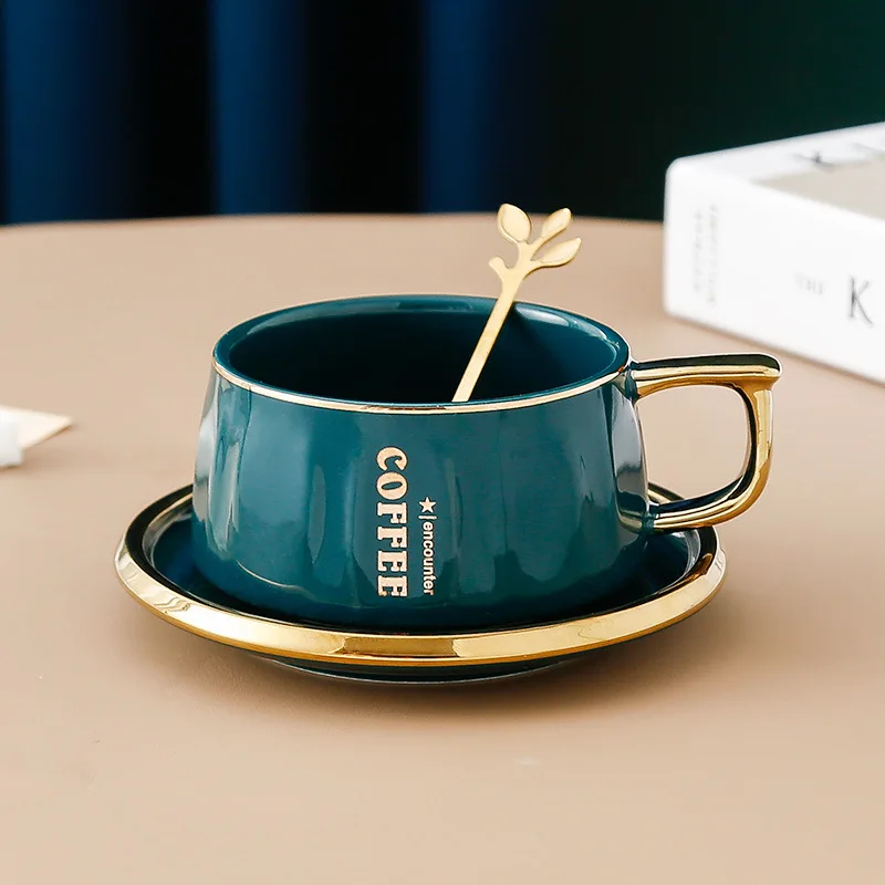 Gold Rim Coffee Cup And Saucer Porcelain Espresso Cups With Spoon - Buy ...