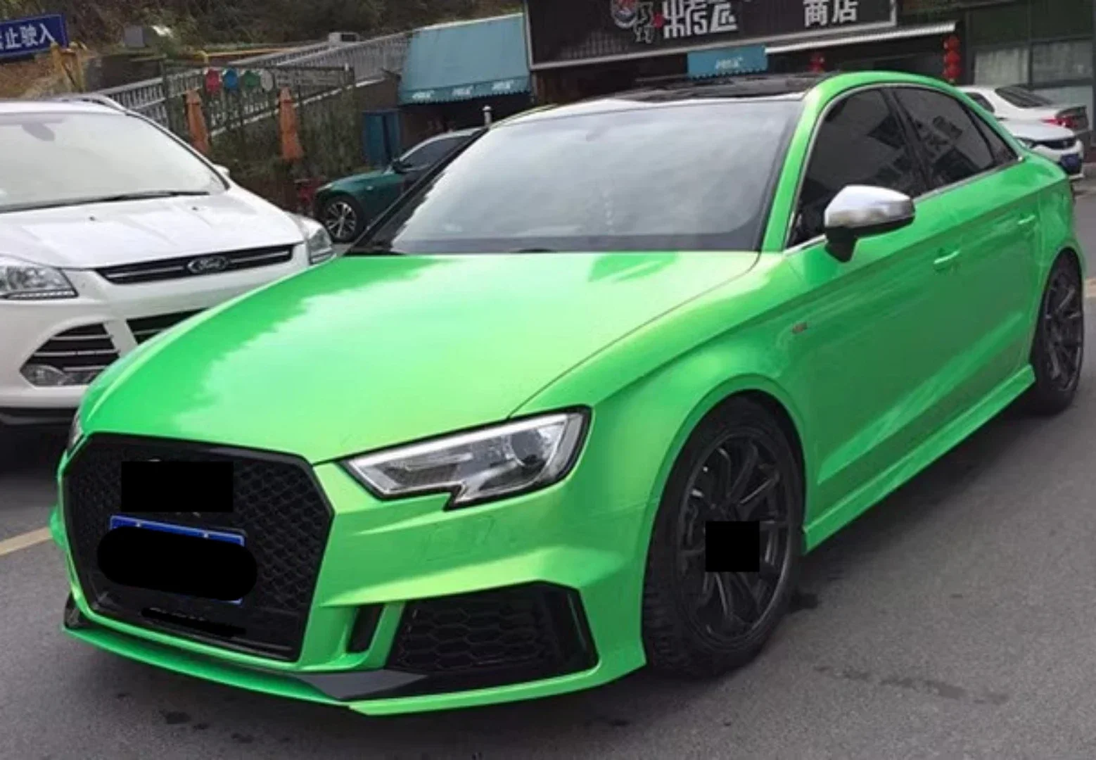 Body Kit Front Bumper Grill Grid Mask Rear Lip Assembly For Audi A3 S3 ...