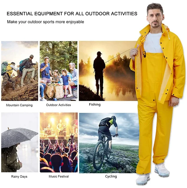 Yellow Pvc Waterproof Raincoats Durable Heavy Duty Rubber Rain Coat For ...