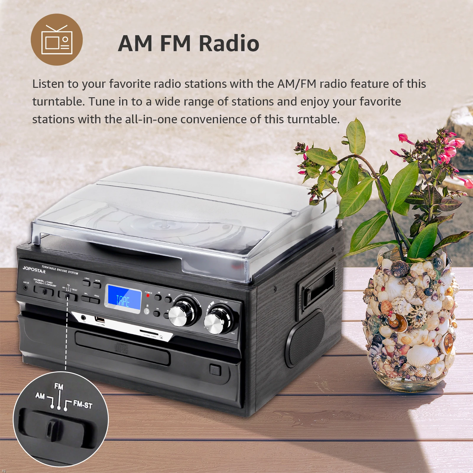 Oem Vinyl Record Player Phonograph Am Fm Radio Cassette Cd Player ...