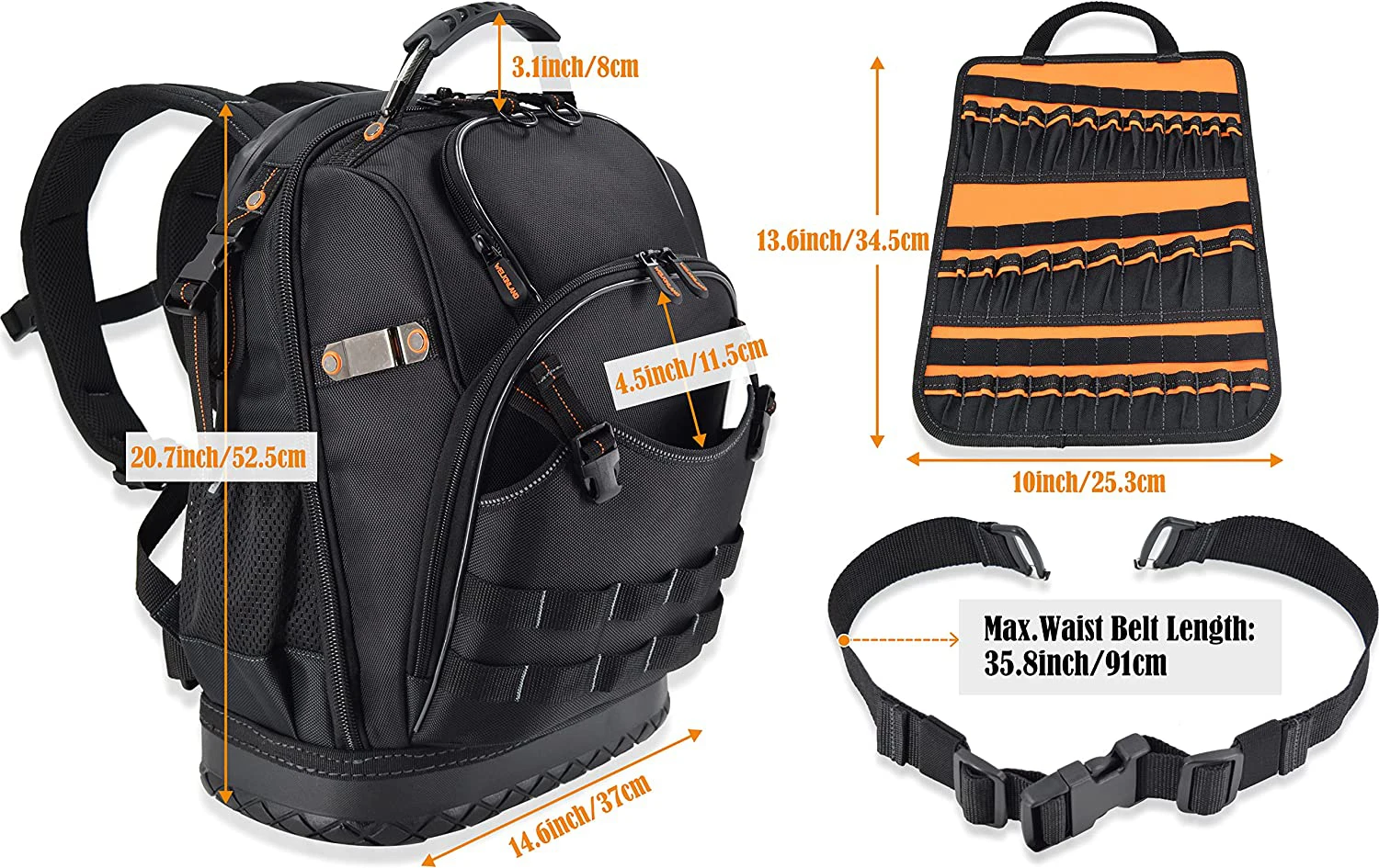 Custom 77-Pockets HVAC Tool Bag Backpack Construction Tool Backpack ...