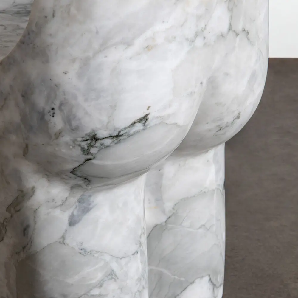 Natural Sculptural Marble Stone Butt Stool Furniture Side Stand Stool ...