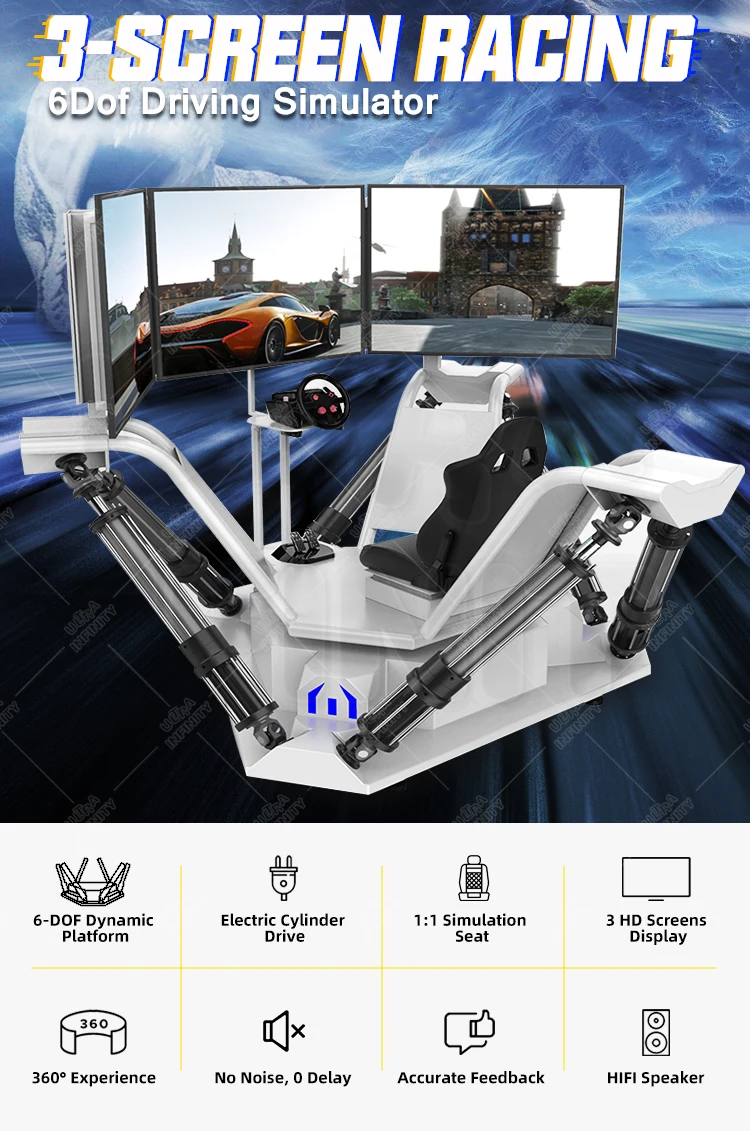 6dof Motion Platform Car Racing Simulator Machine 3 Screens Racing Car ...