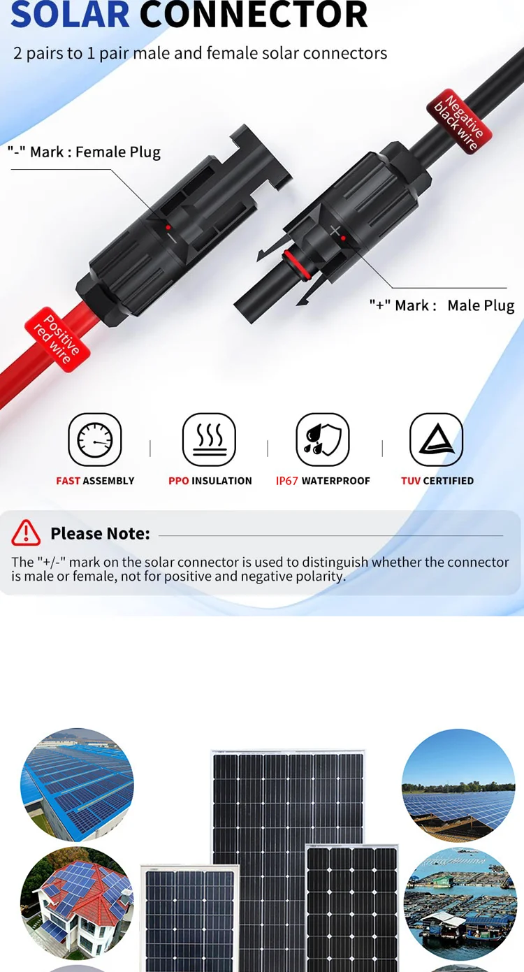 1m Pv Solar Extension Cable For Solar Panels,Ip67 Waterproof Solar ...