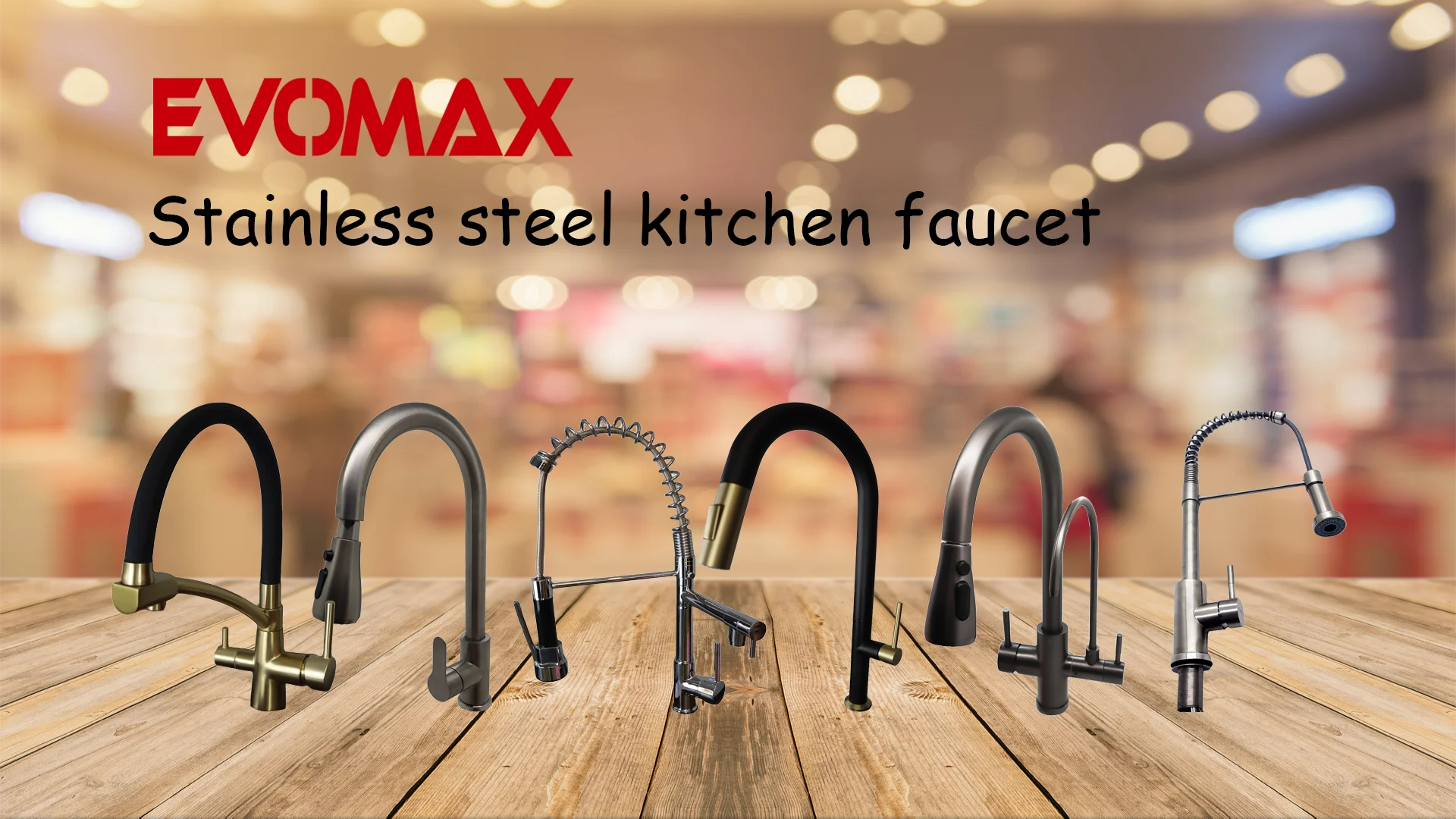 EVOMAX Modern Kitchen Tap Black Pull Out Kitchen Sink Faucet With Pull ...
