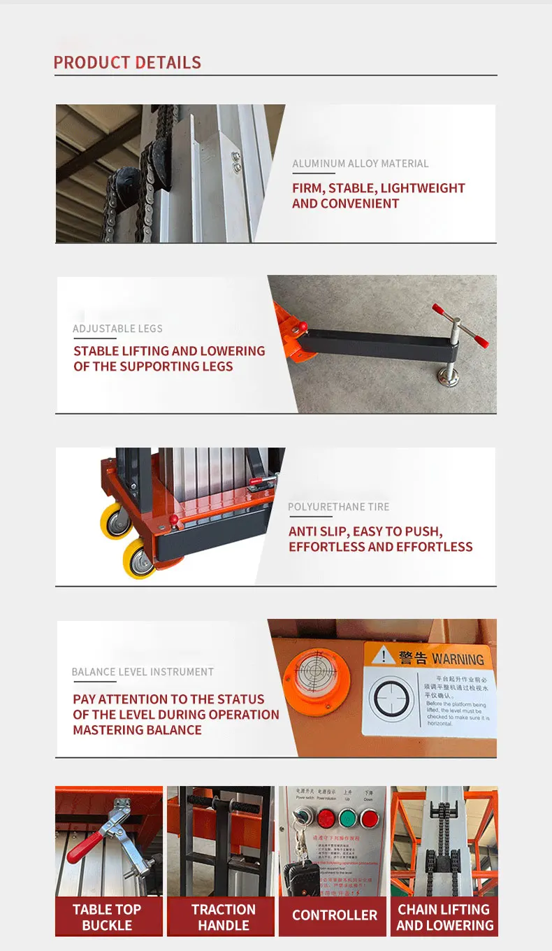 Aluminium Work Platform Double Mast Aluminum Ladder Lift Platform ...