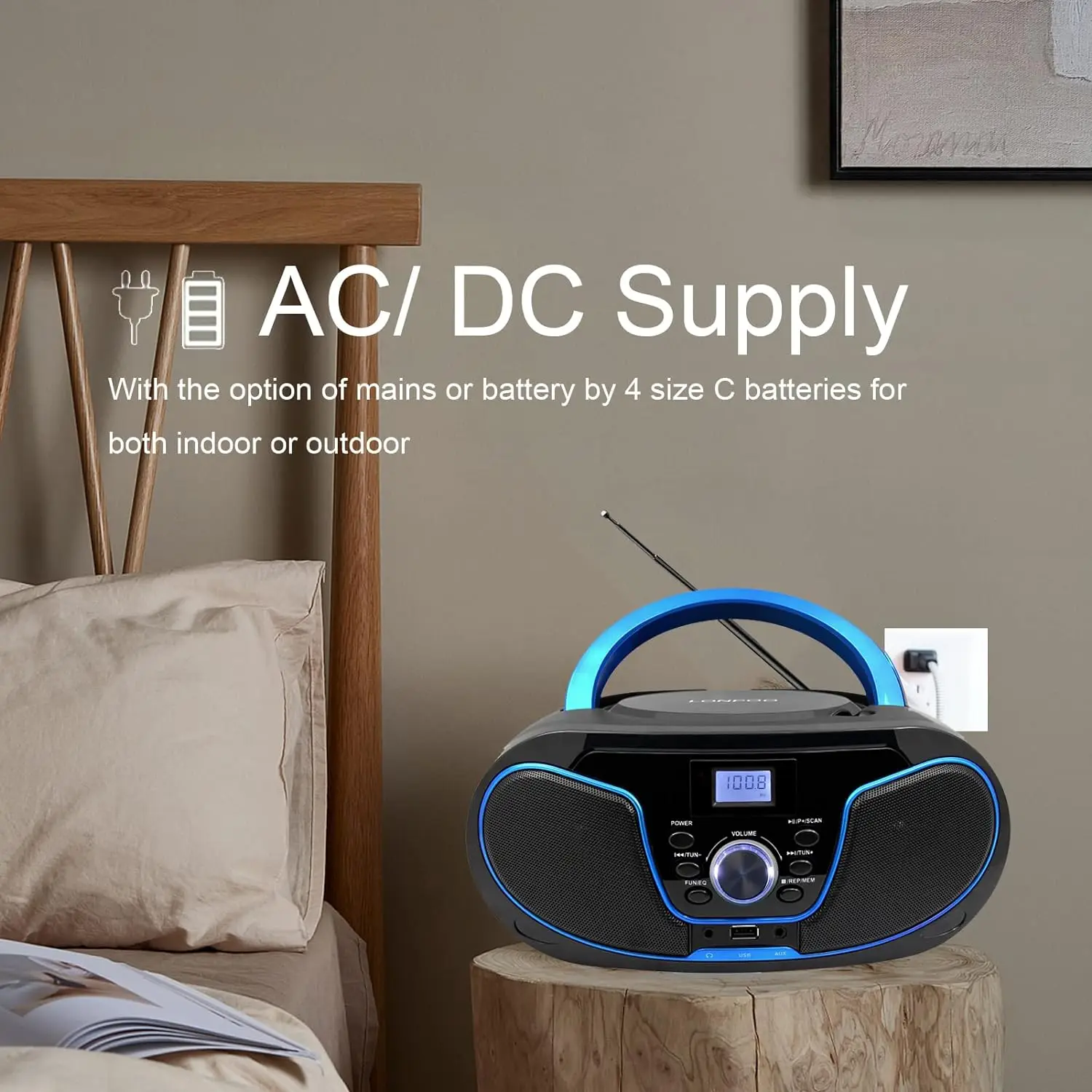 Portable Boombox Cd Player With Remote Control,Fm Radio,Usb Mp3 ...