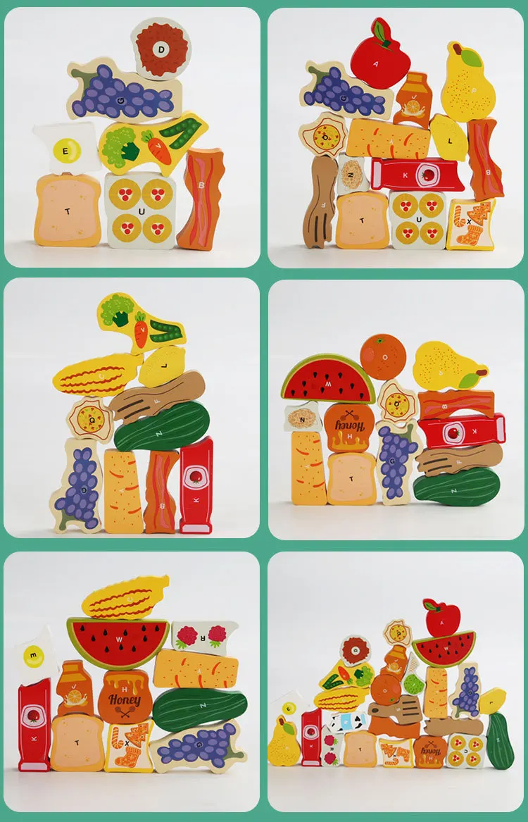 Educational Farm Animals Dinosaur Wood Building Blocks