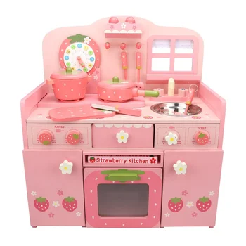 Japanese Strawberry Kids Large Girls Wooden Kitchen Toy Play Kitchen ...