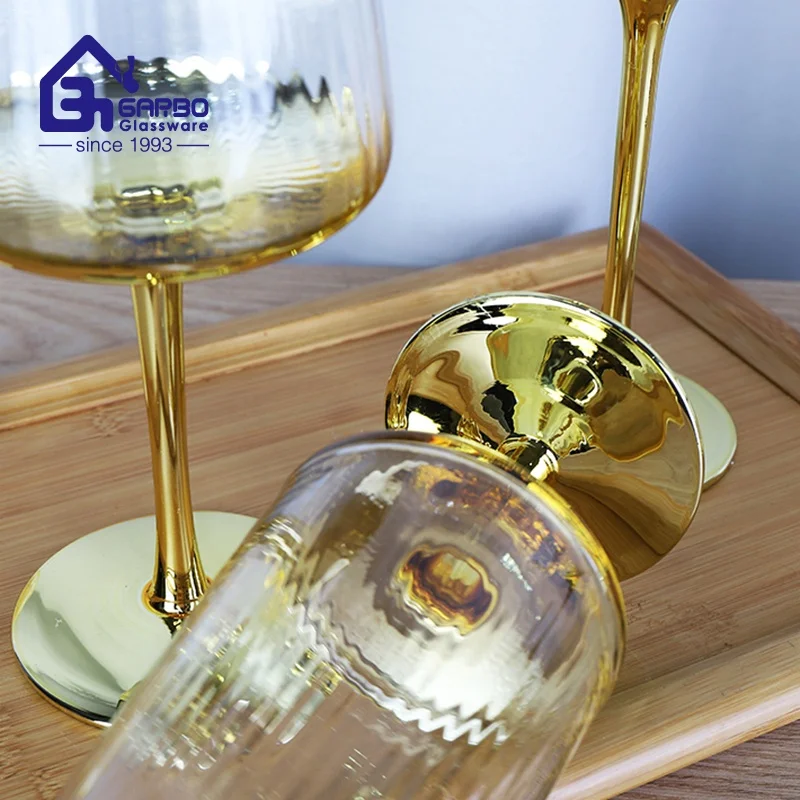 Handmade Gold Ion Plating Wine Glass Champagne Stemware Goblet For Gift ...
