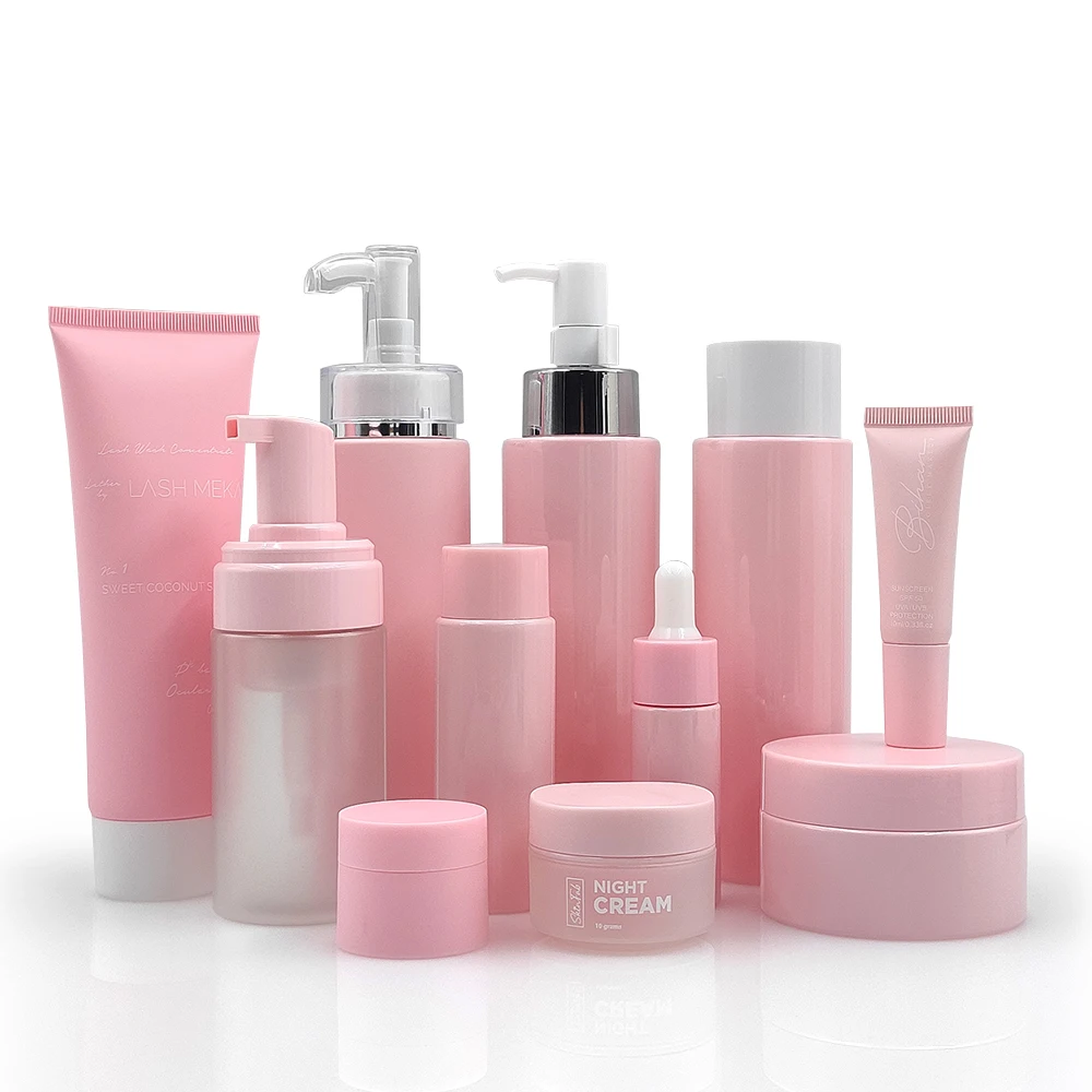 Custom Pink Luxury Empty Plastic Cosmetic Face Body Lotion Pump Serum ...