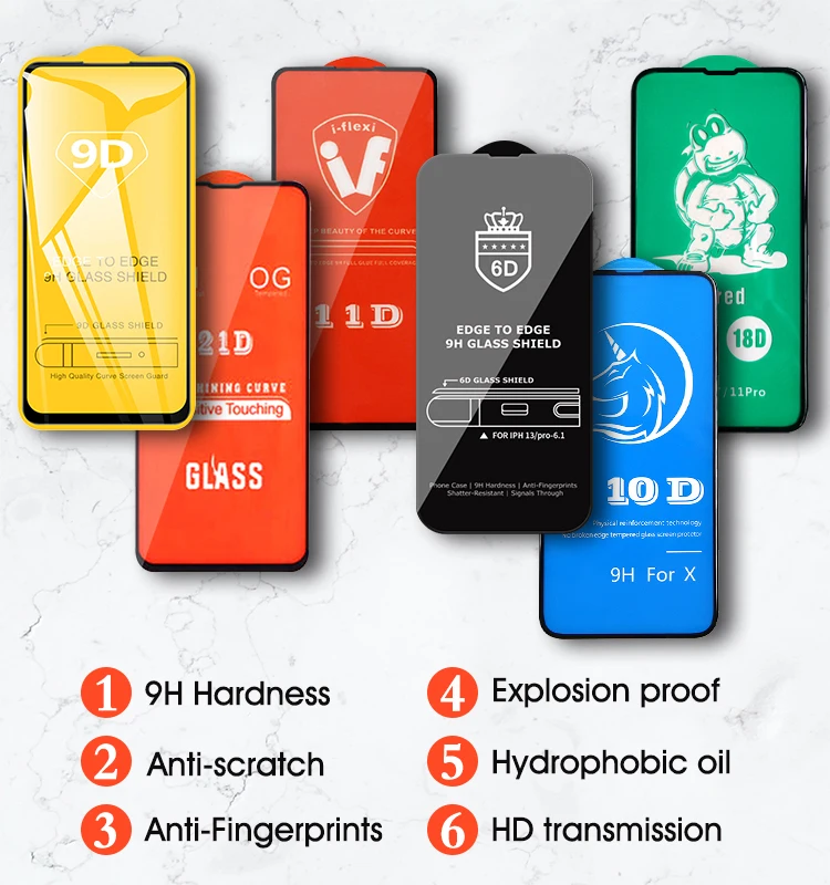 LKG 9D Tempered Glass Screen Protectors for Iphone & Samsung