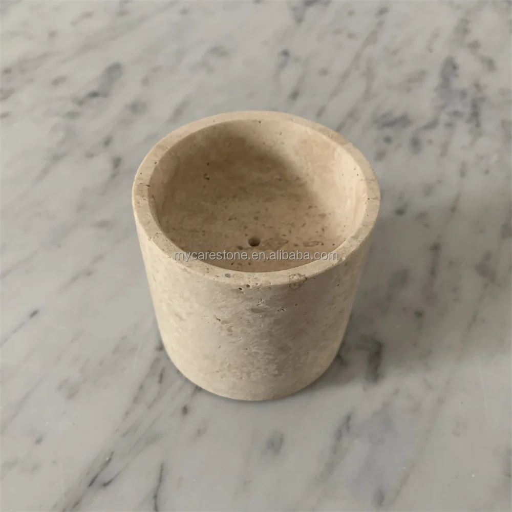 Classical Beige Travertine Cylindrical Stone Incense Block 2.5'' - Buy ...