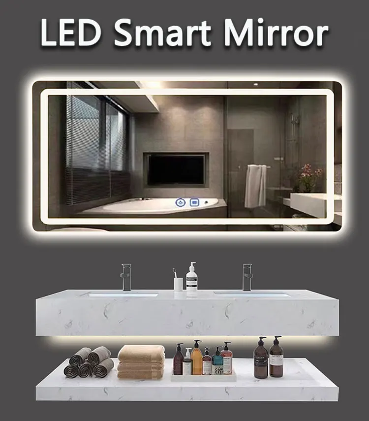 High Brightnessled Strip Lights Modern Square Smart Mirror Defogging ...