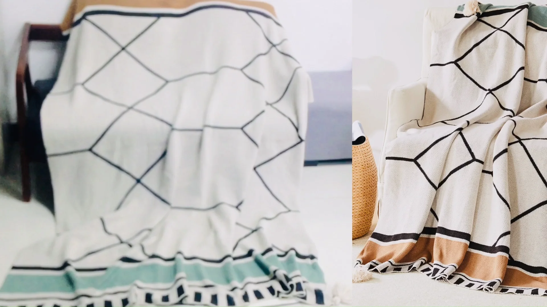 Nordic Throw Custom 100% Organic Cotton Blanket Sofa Bed Vintage ...