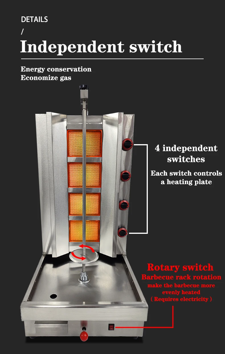 Commercial Gas Rotating Shawarma Grill 2/3/4/5 Burners Shawarma Kebab ...