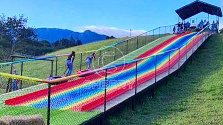 Custom Amusement Park Playground Large Plastic Dry Snow Slide Rainbow ...