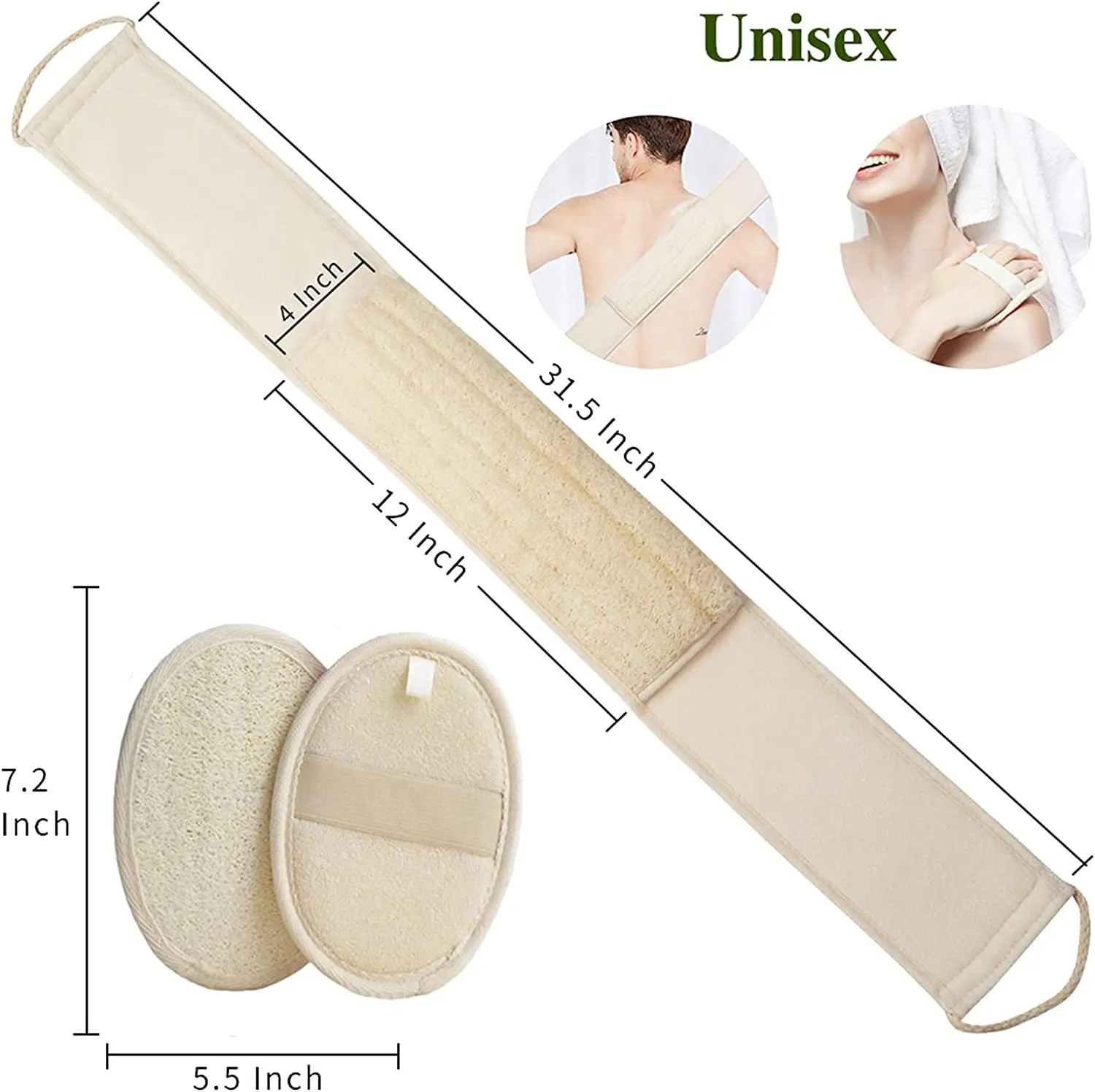 Natural Loofah Exfoliating Back Scrubber For Shower Set (large),Loofah ...