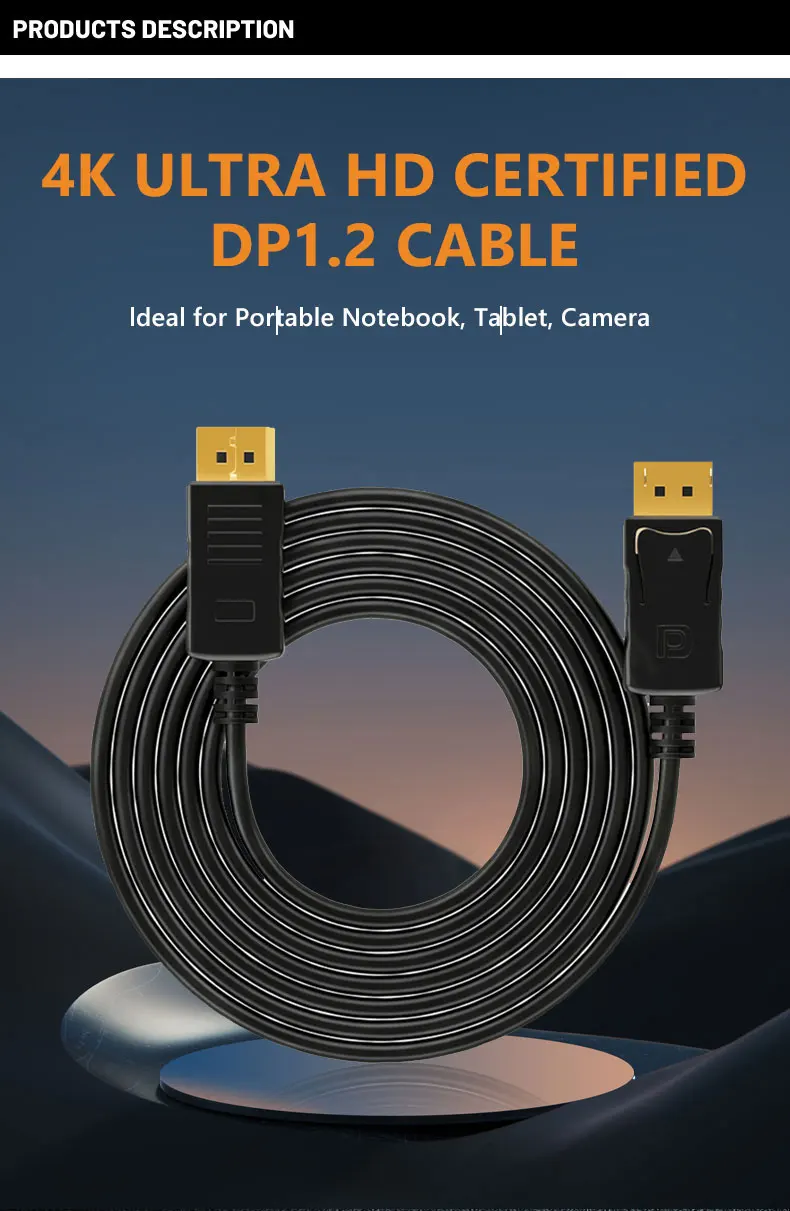 Custom Dp To Dp Cable 20 Pin Displayport 1.4 Male-male 4k Hd Audio ...