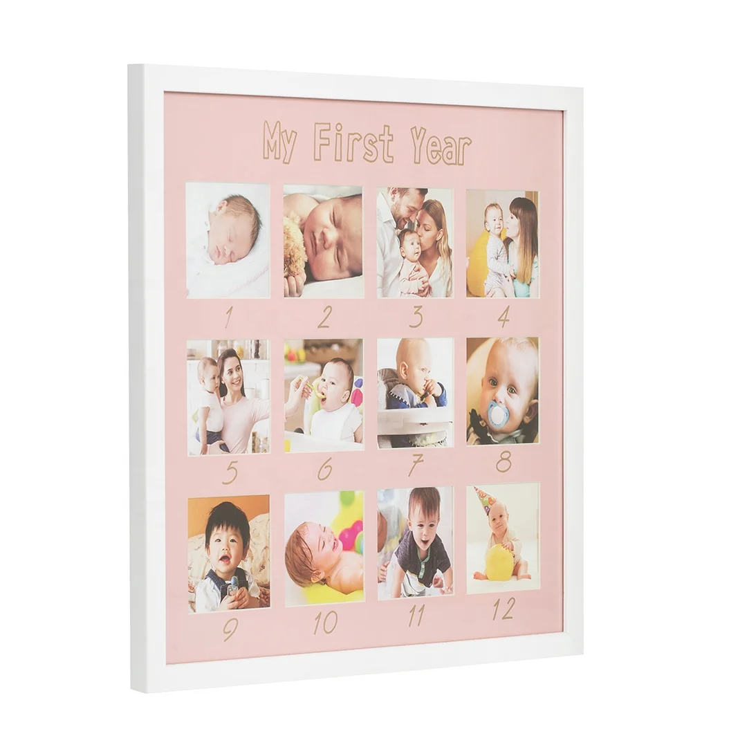 Wooden Baby First Year Photo Frame 12 Openings 8 X 8 Decorative Picture ...