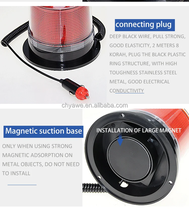 CHYAWE LED Vehicle Charging Traffic Warning Light - Red Blue Strobe Beacon