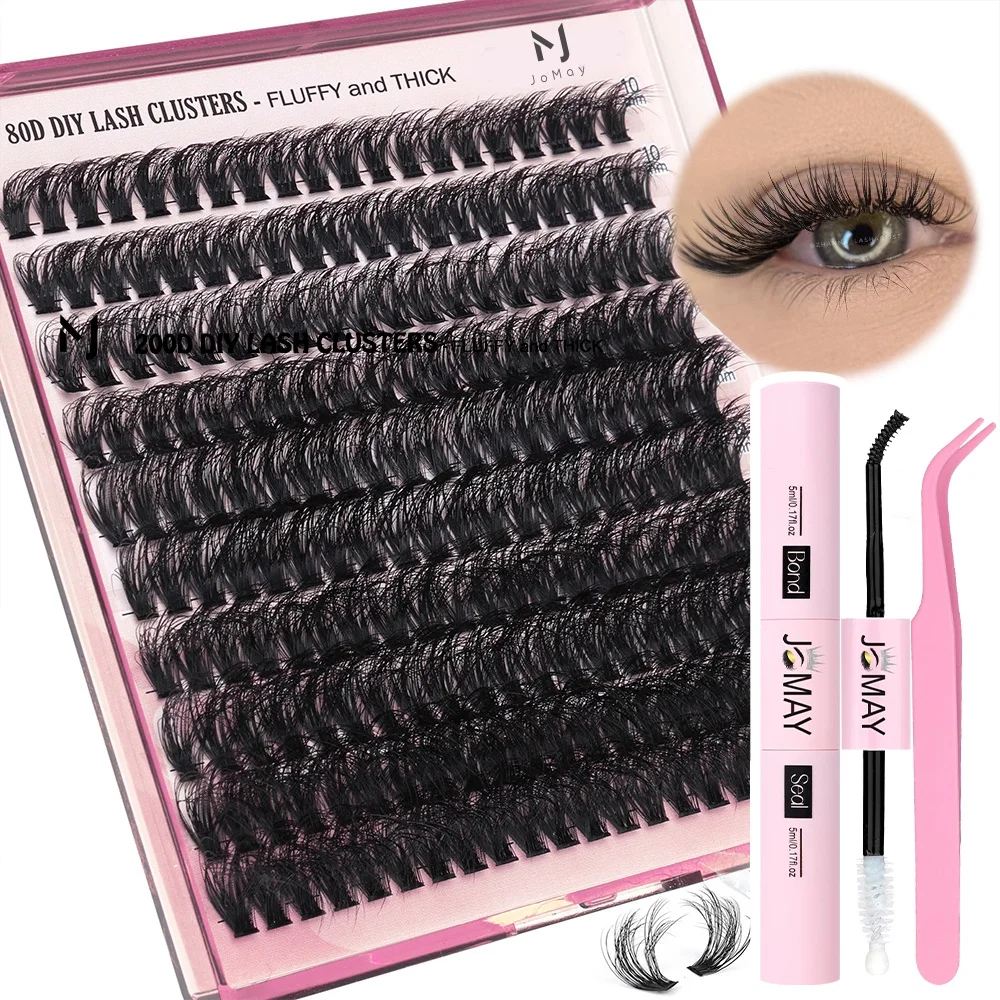 Hand Made Fluffy Faux Mink Cluster Lash D Cure Volume Soft Individual ...