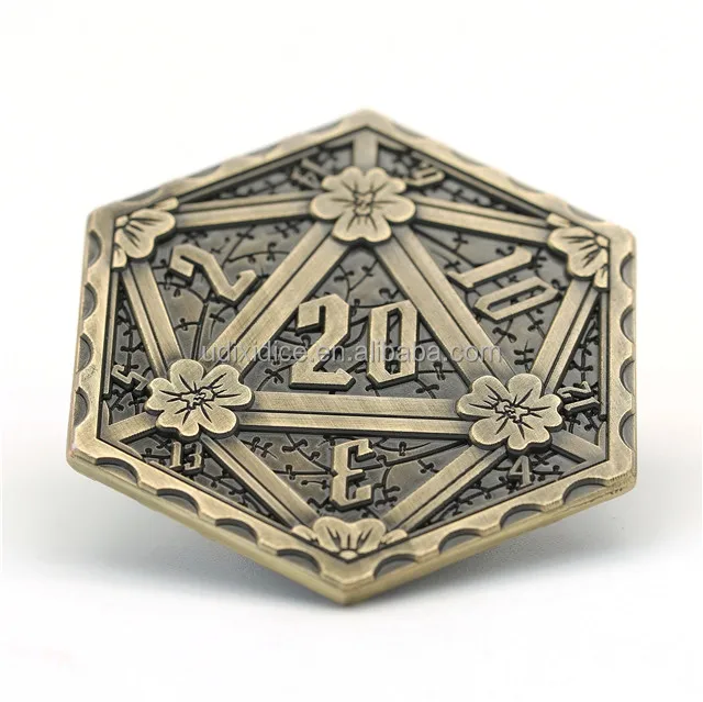 Udixi Metal Dnd D20 Coins Dungeons And Dragons Custom Made D2 Dnd Coins ...