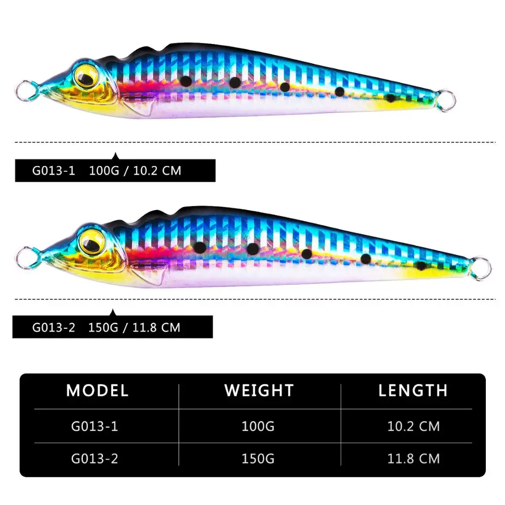 Goture Shore Jigging Lures Saltwater 100g 150g Treble Hooks Fishing ...
