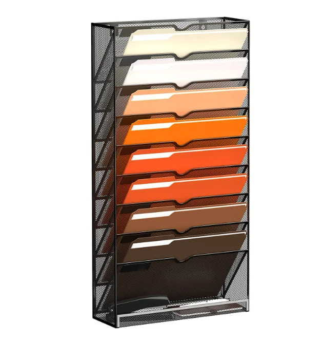 Metal Wall File Holder 10 Tier Assembly Hanging File Folder Organizer ...