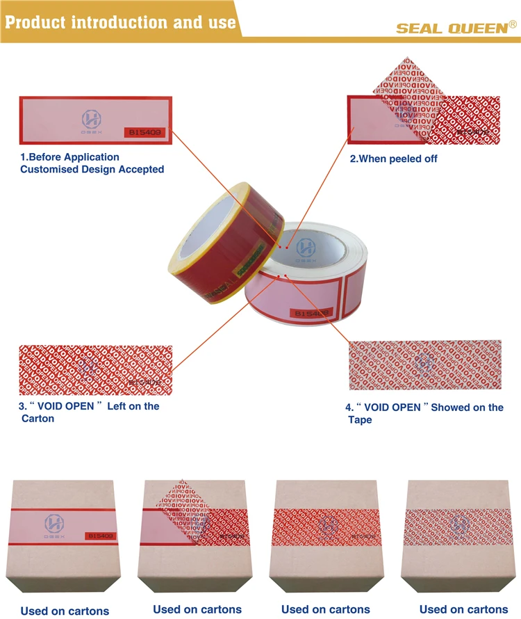 Customizable Removable Tamper Evident Security Seal Parcel Packing Tape Evidence Security Tape ...