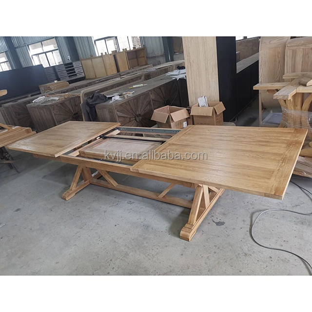 KVJ-8101 Rustic Reclaimed Wood Oak Extendable Dining Table| Alibaba.com