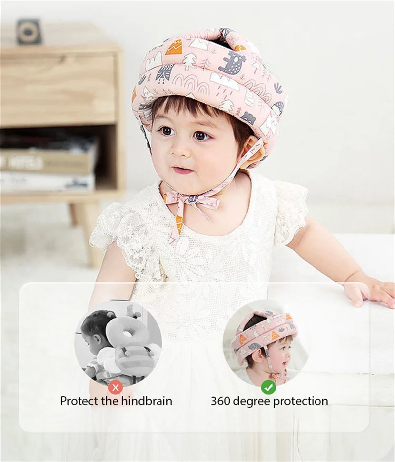 Cotton Baby Helmet Adjustable Baby Child Learn Walking Protector Anti ...
