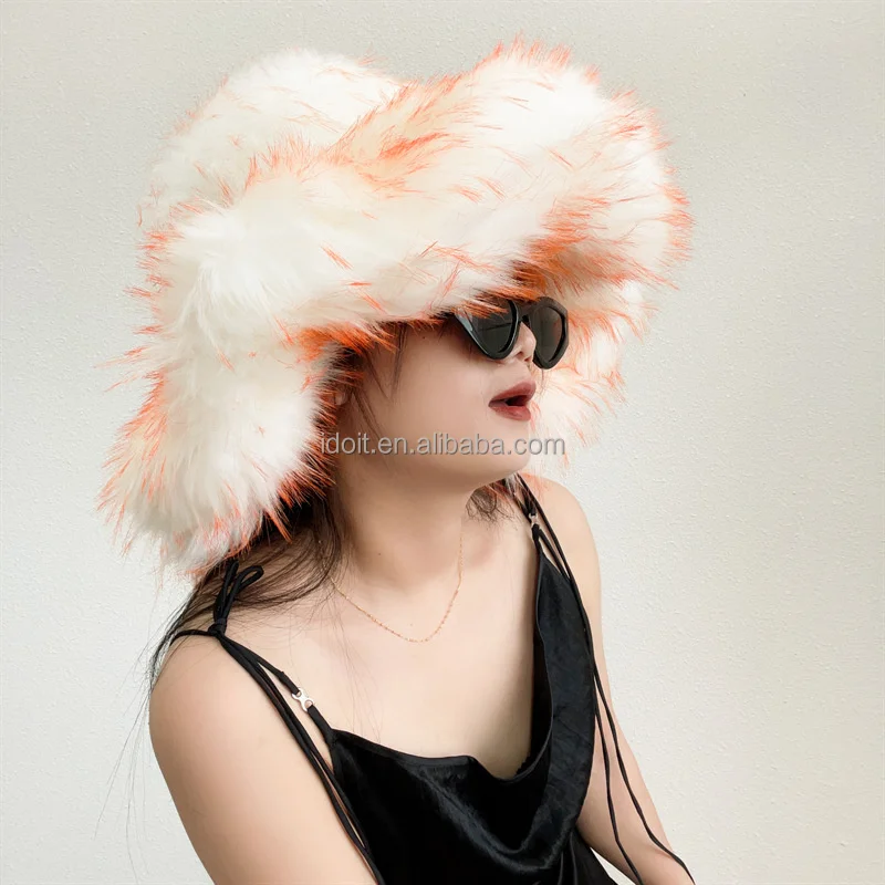 IDOIT Winter Latest Fashion Designer Fluffy Faux Fur Bucket Hats Y2K ...