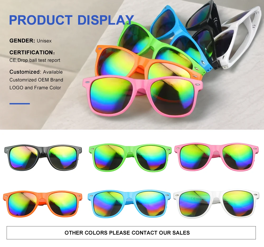 Rainbow Color Pc Mirror Lens Custom Frame Black White Blue Transparent ...