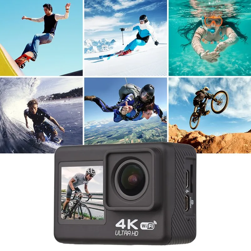 4k 60fps Dual Screen Wide Angle 30m Waterproof Wifi Action Camera - Buy ...
