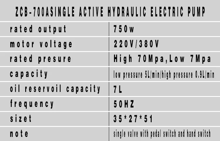 Electric Hydraulic Oil Power Pump ZCB-700A - Standard ISO9001:2008
