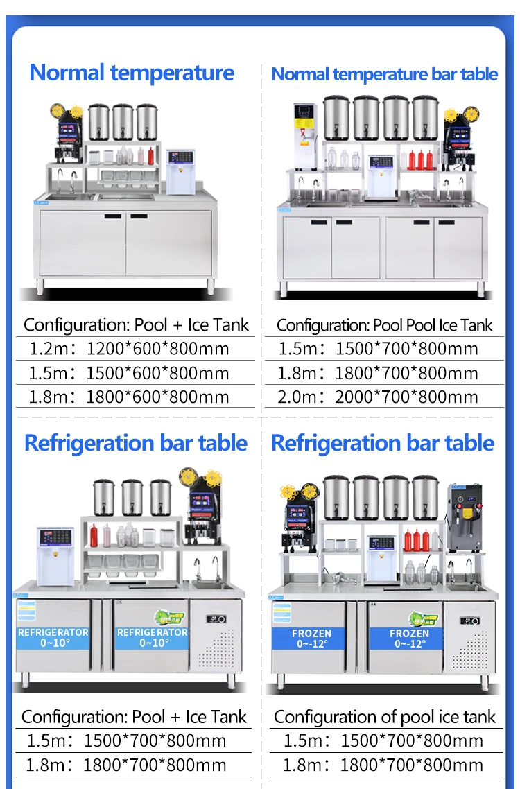 Fest Stainless Steel Boba Tea Station Customized Chiller Freezer Table ...