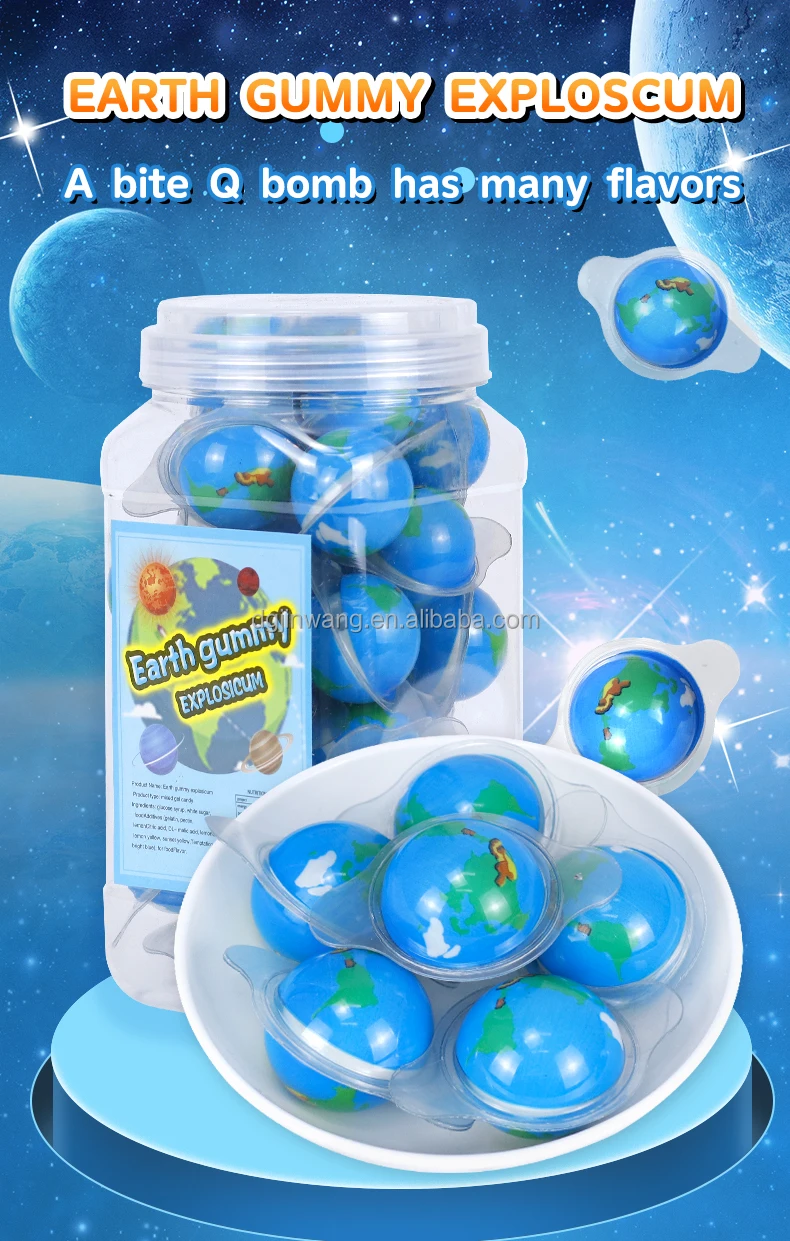 Wholesale 15g Halal Round Ball Sweet Jam Candy Earth Gummy Explocsum ...