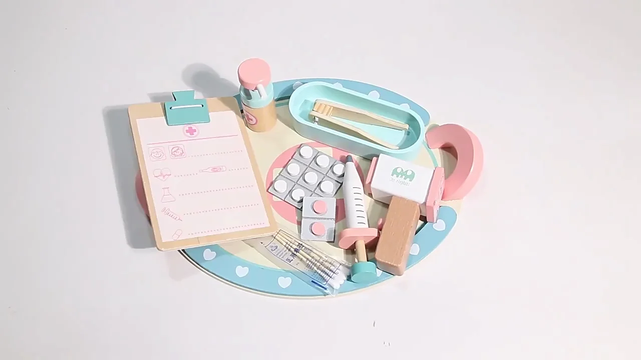 Children Wooden Role Play Nurse Injection Kit Game Educational Pretend ...