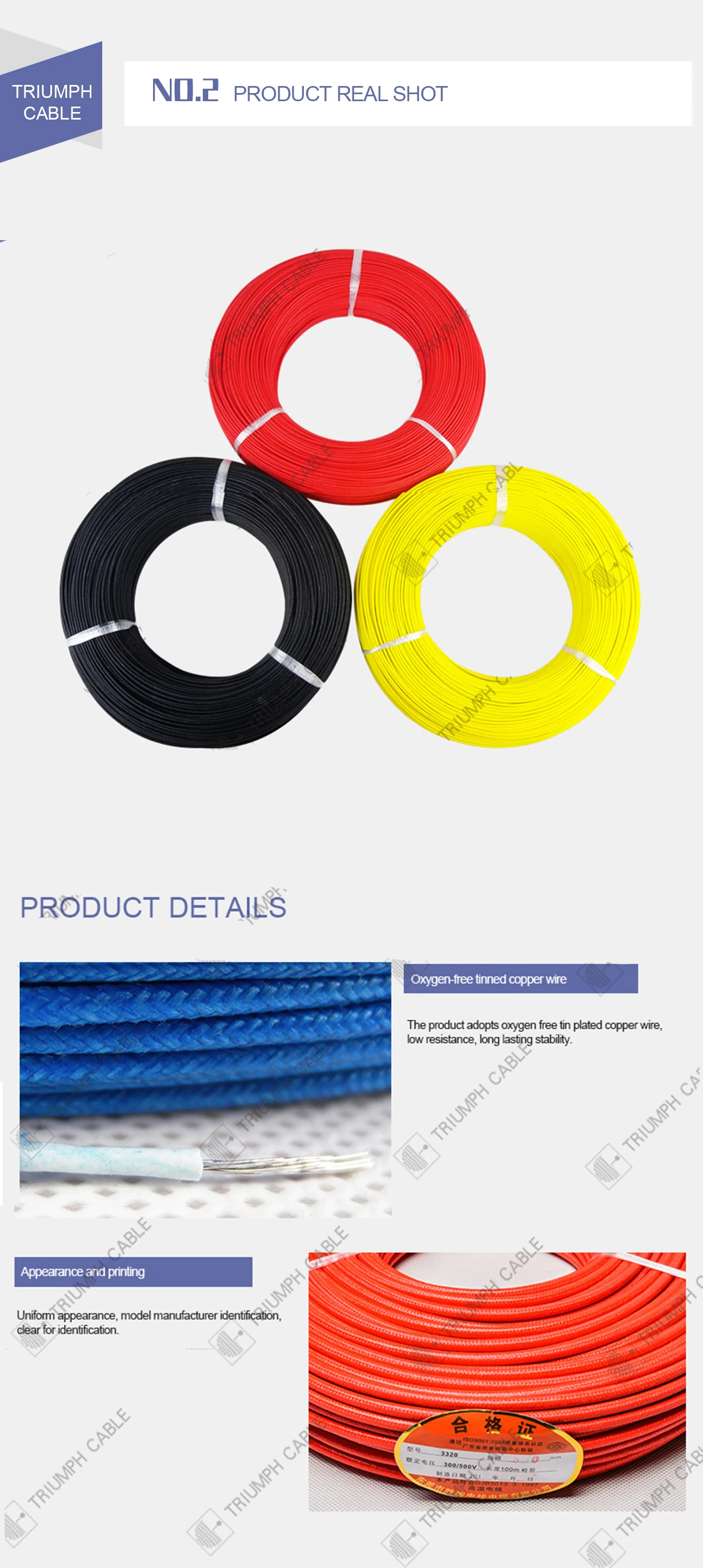 Triumph Factory High Temperature Cable 3122 -26awg Customized Color And ...