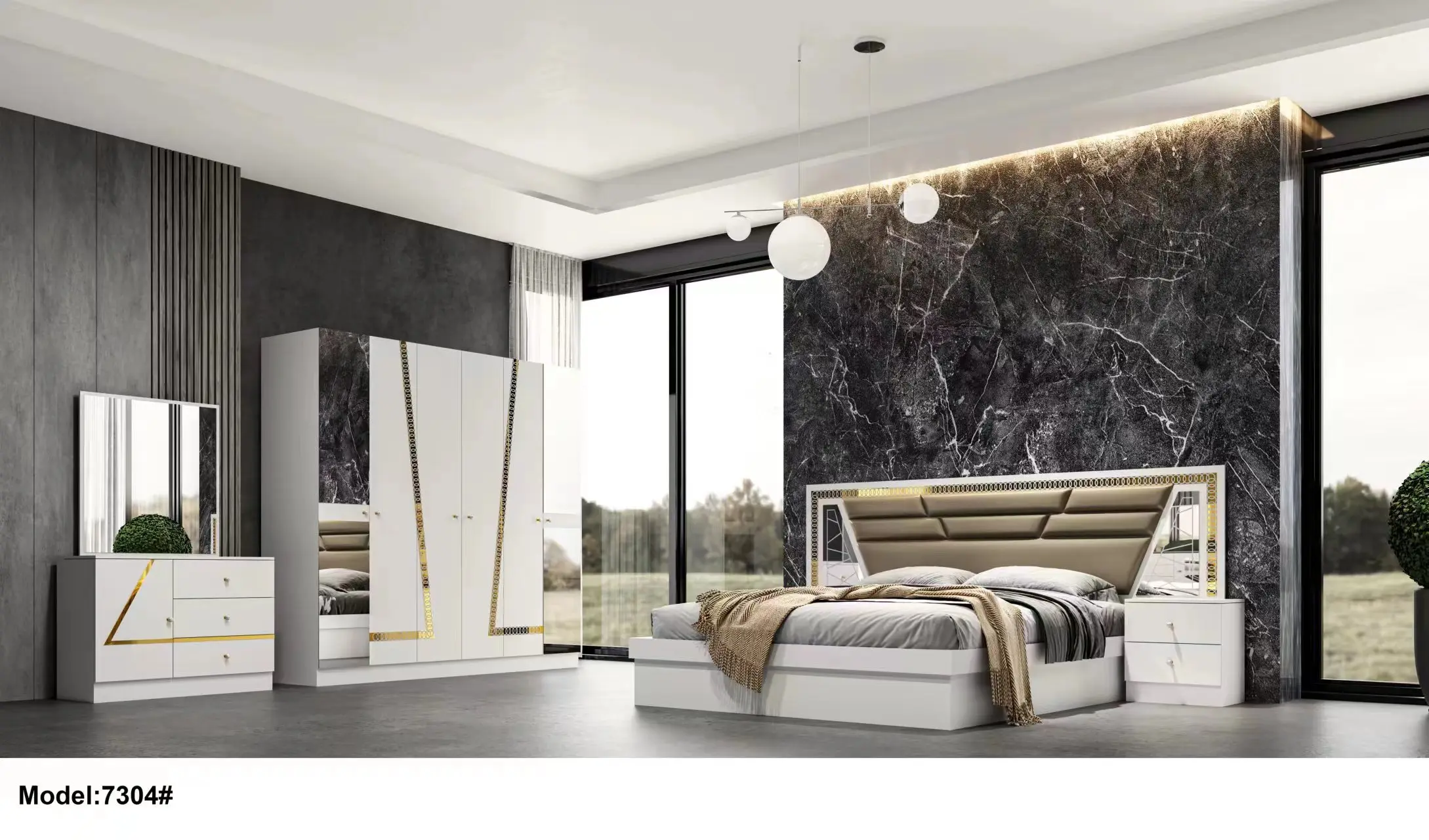 Alibaba.com: New Model 5pcs king size bedroom set with bed : Furniture ...