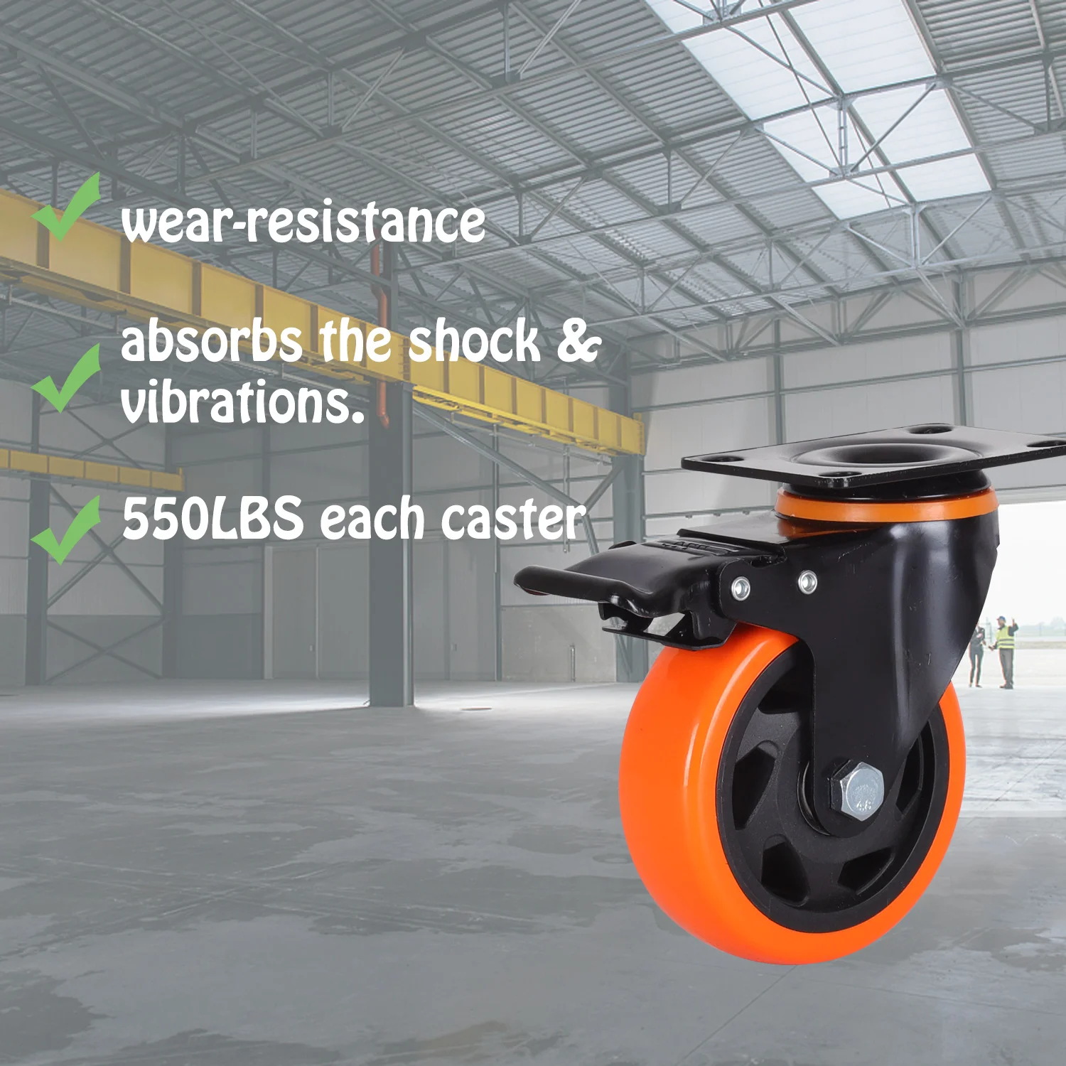 4 Inch 100mm Industrial Rubber Cart Wheels for Workbench Central ...