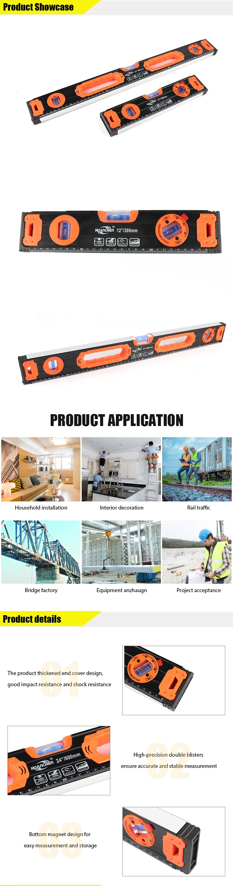 Professional 600mm Measure Level Measuring Aluminum Instruments ...