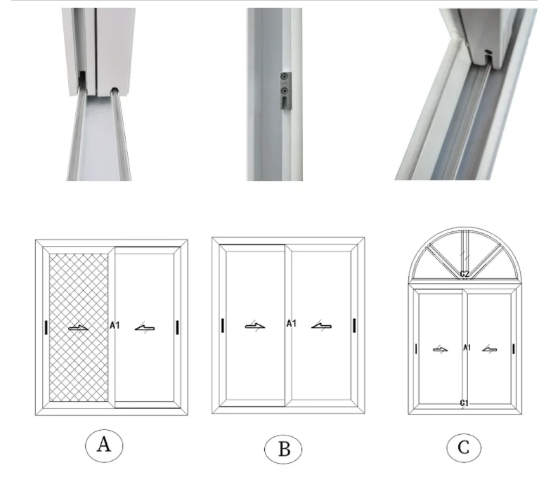 Double Glazed Conch UPVC Kinbon Profile Sliding Windows