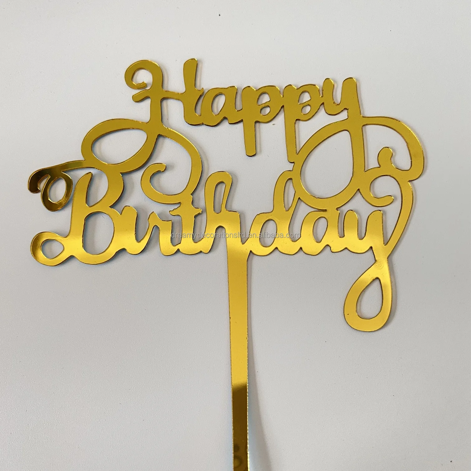 High Quality Birthday Cake Decoration Gold Acrylic Cake Topper Party ...