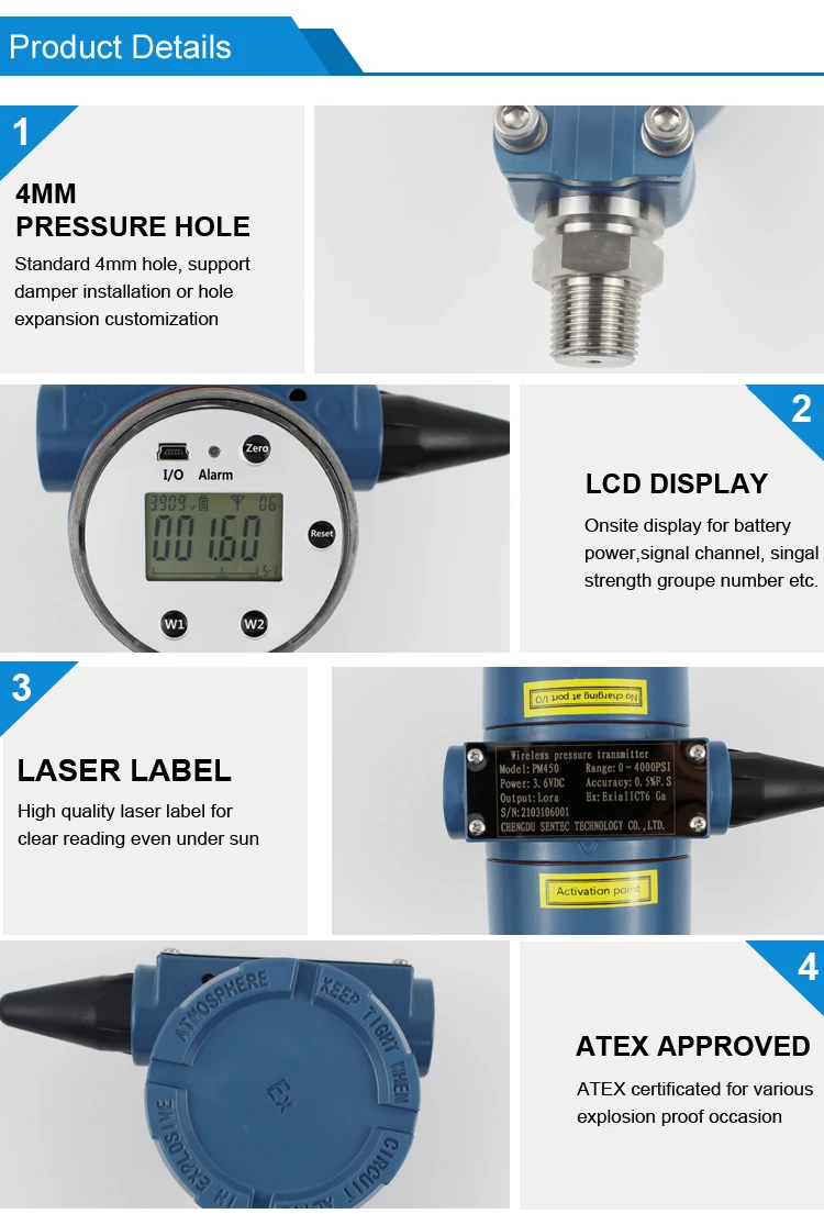 Sentec Smart Ip65 Zigbee Sensor 4g Remote Digital Wireless Pressure Transmitter With Atex - Buy ...