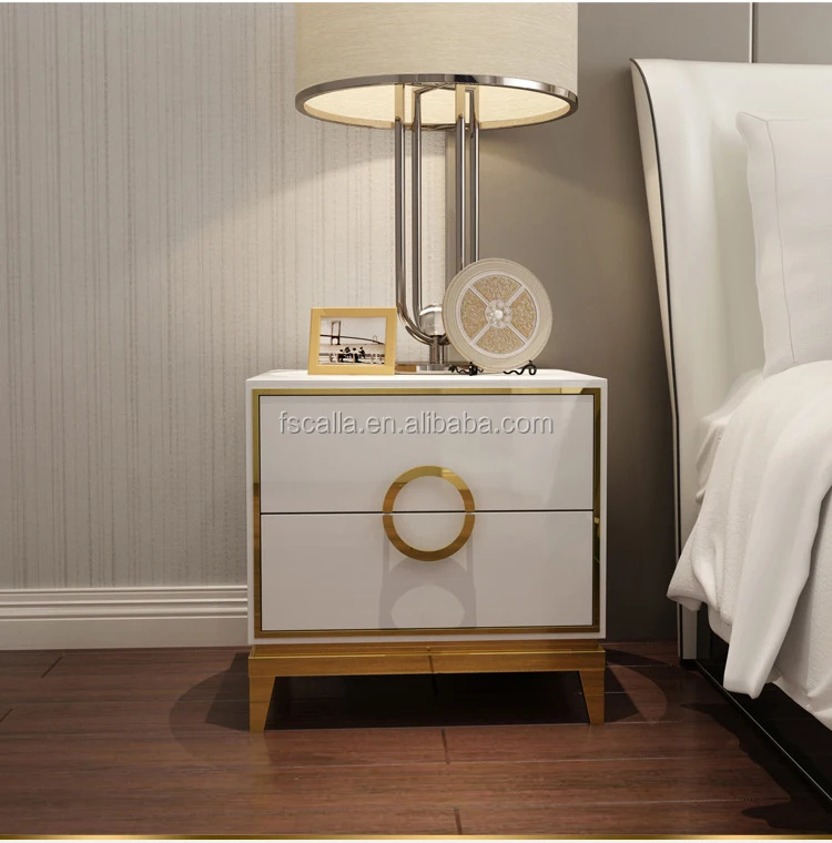 Modern Stainless Steel Leg Metal Nightstand Side Table Night Cabinet ...